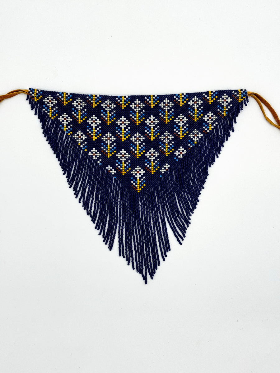 Navy Blue Long Fringe Beaded Bandana – Jackson Hole Beadwork